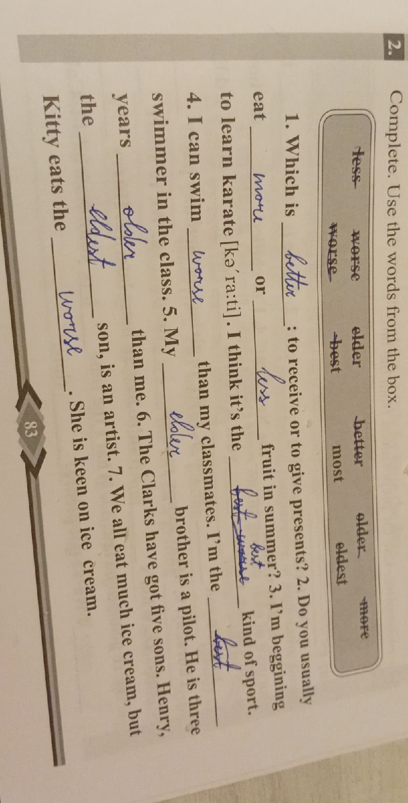 Complete. Use the words from the box. Box | StudyX