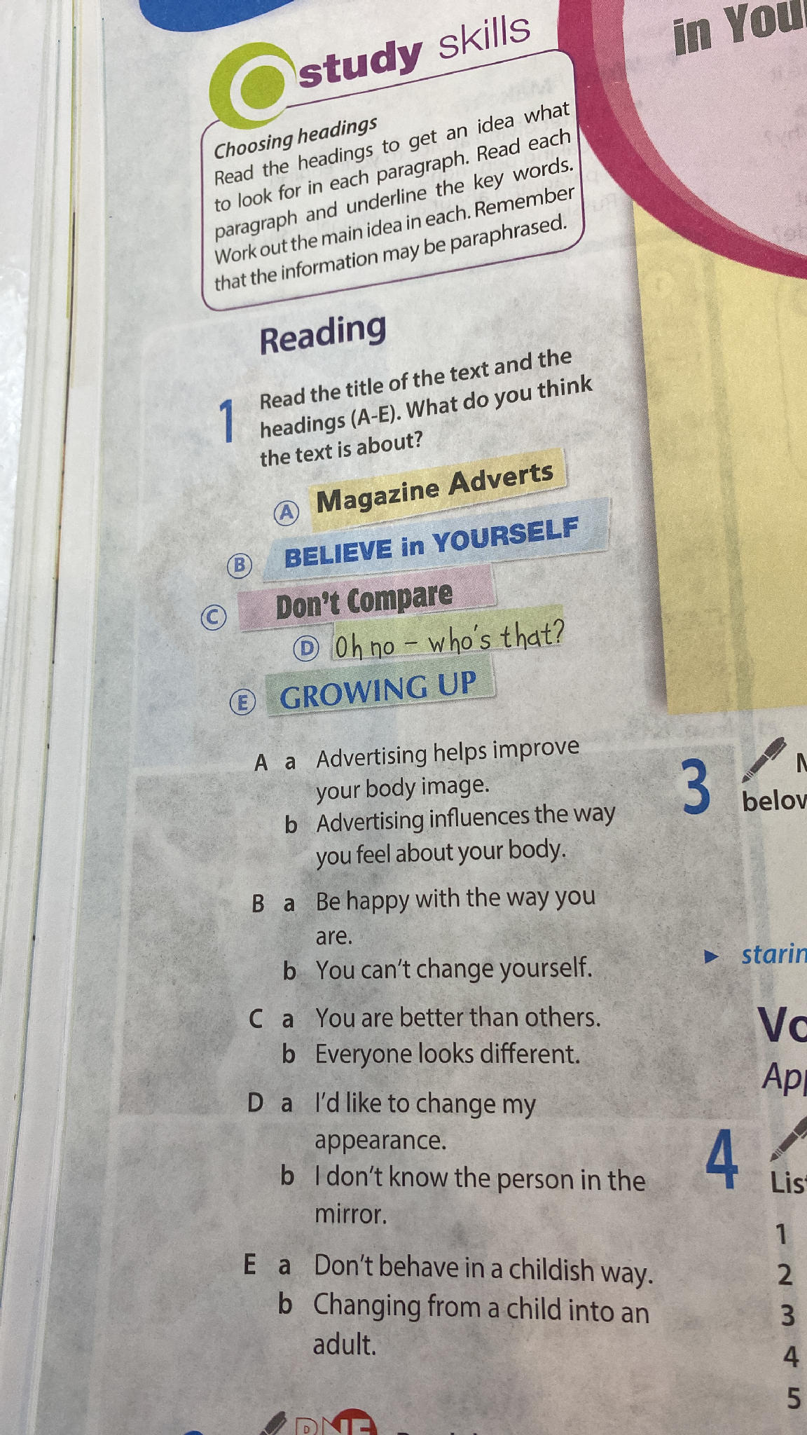 Choosing headings Read the headings to get | StudyX
