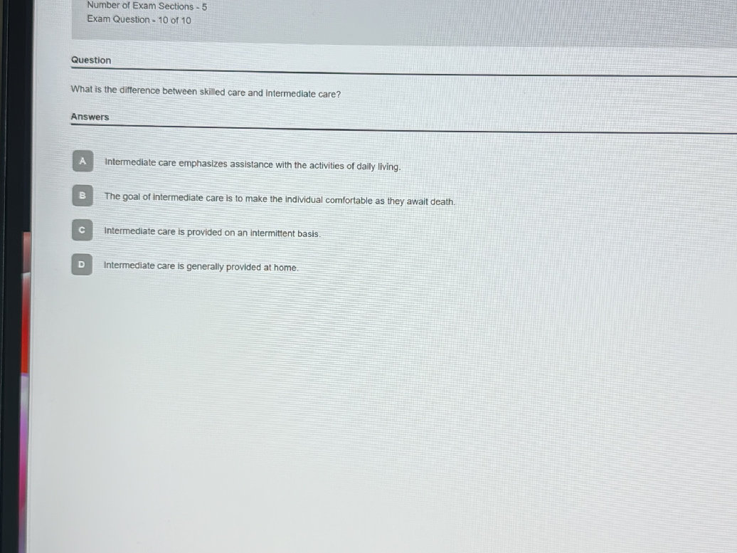 What is the difference between skilled care | StudyX