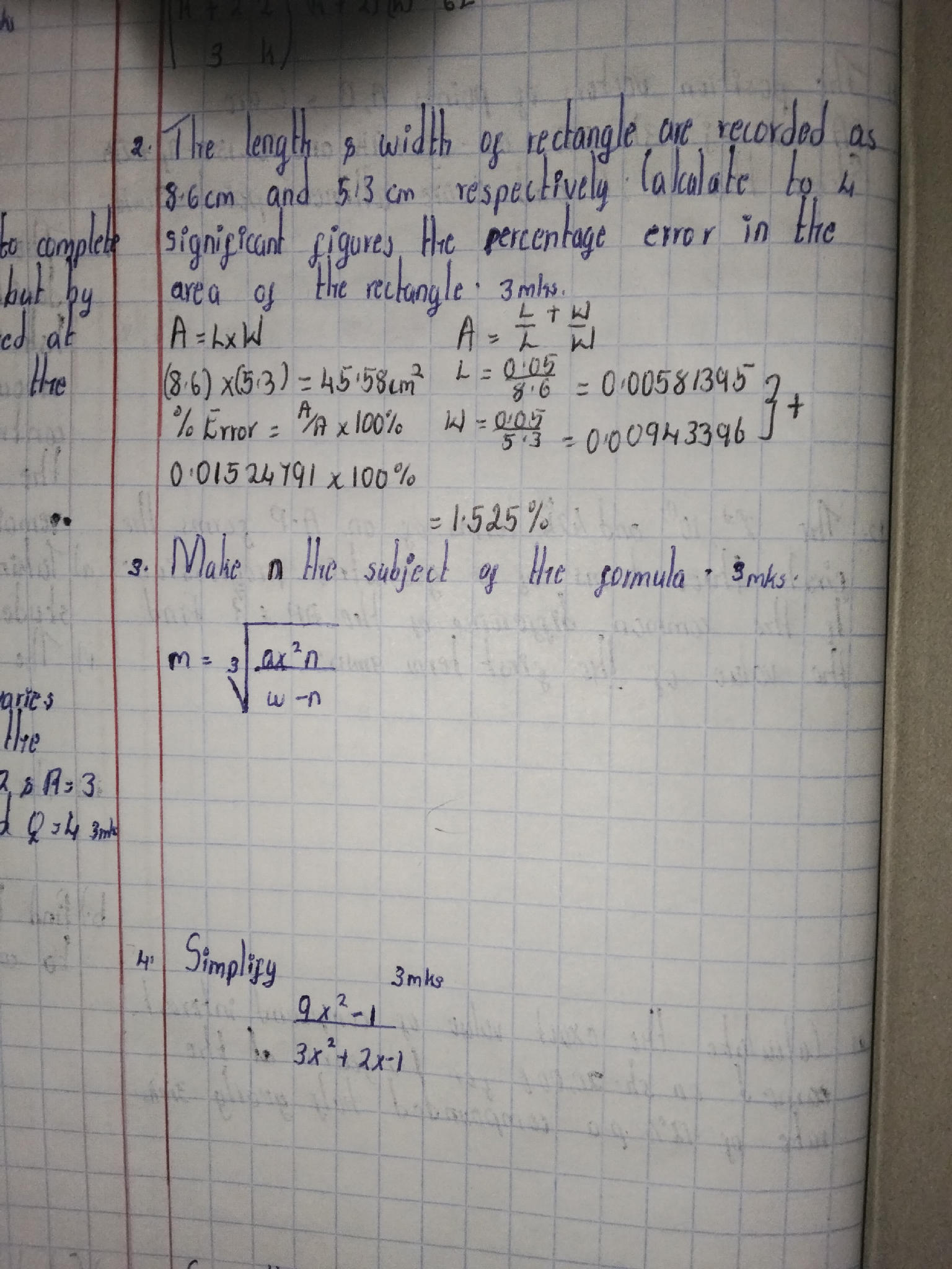 The length width of rectangle are recorded | StudyX