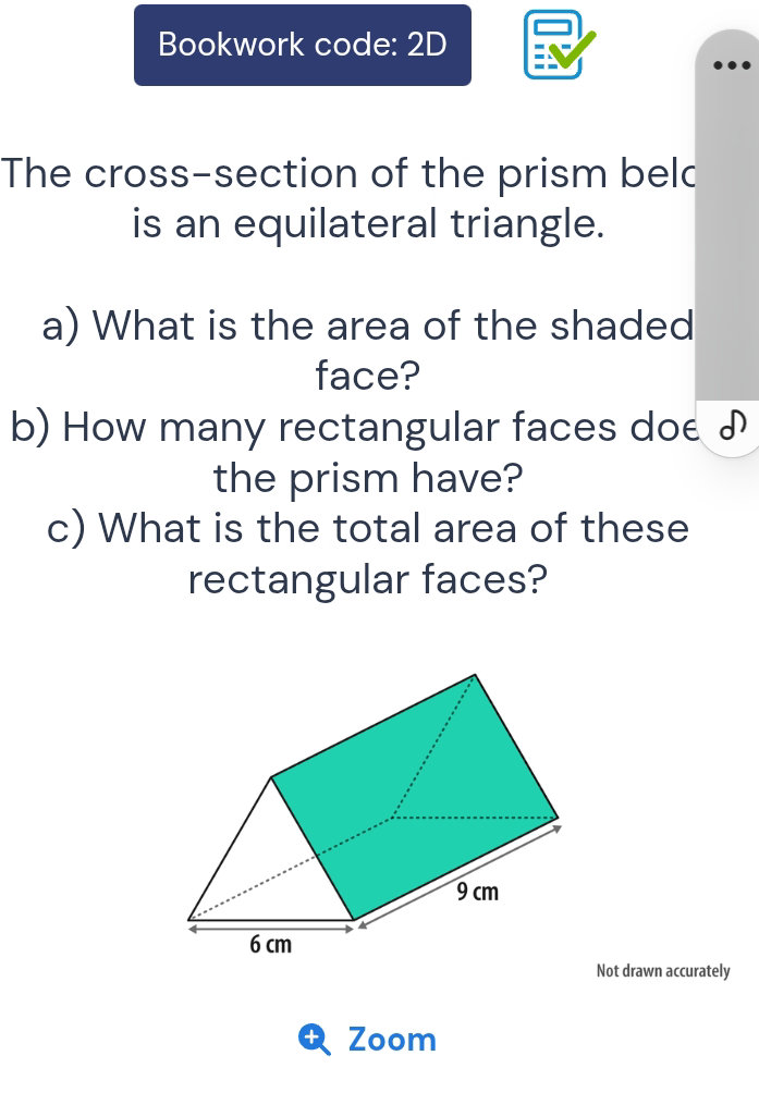 The cross-section of the prism below is an | StudyX