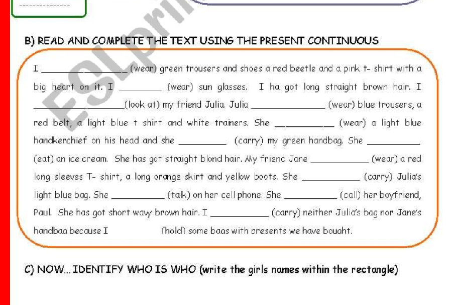 C) NOW... IDENTIFY WHO IS WHO (write the | StudyX