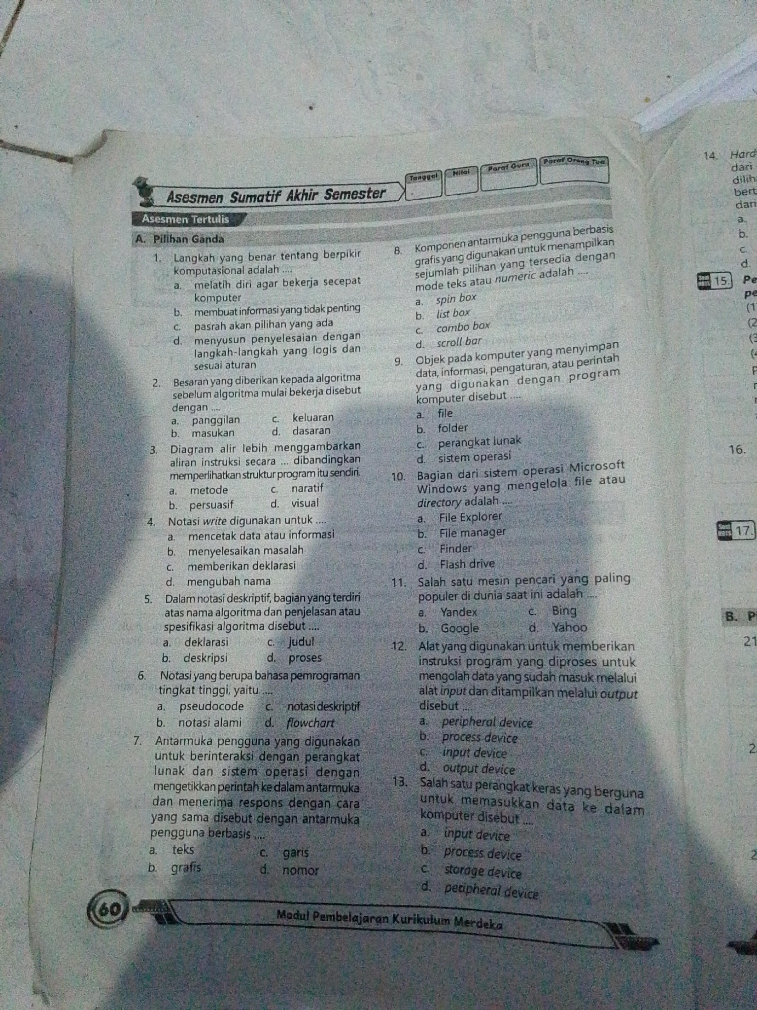 5. Dalam notasi deskriptif, bagian yang | StudyX