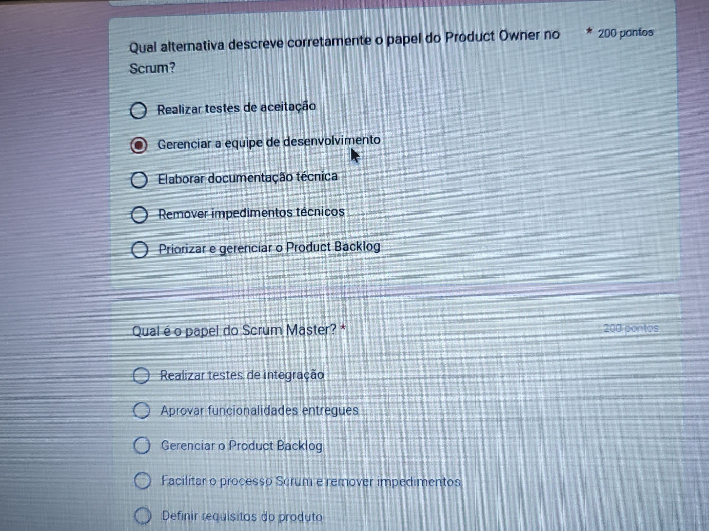 Qual é o papel do Scrum Master? * Realizar | StudyX