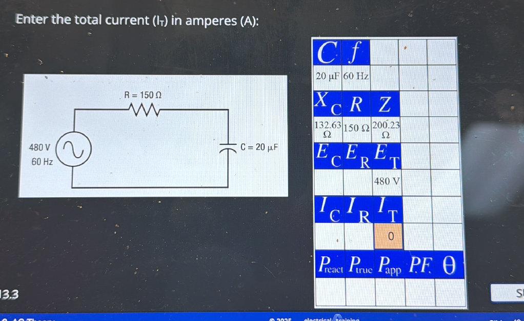 Enter the total current ($I_T$) in amperes | StudyX
