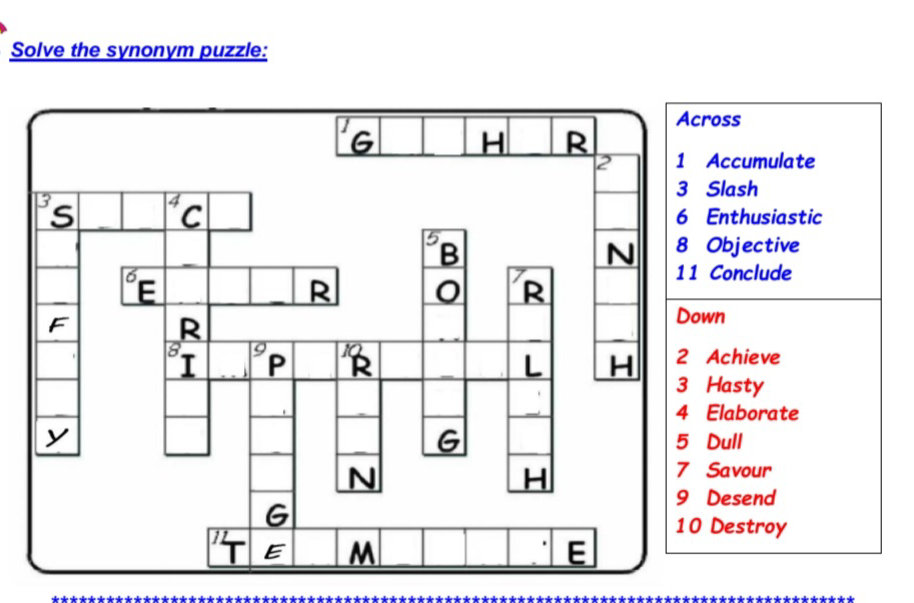 Solve the synonym puzzle: Across 1 | StudyX