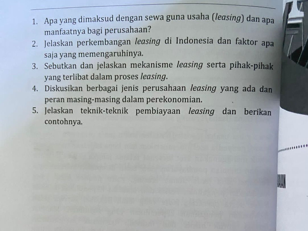 1. Apa yang dimaksud dengan sewa guna usaha | StudyX
