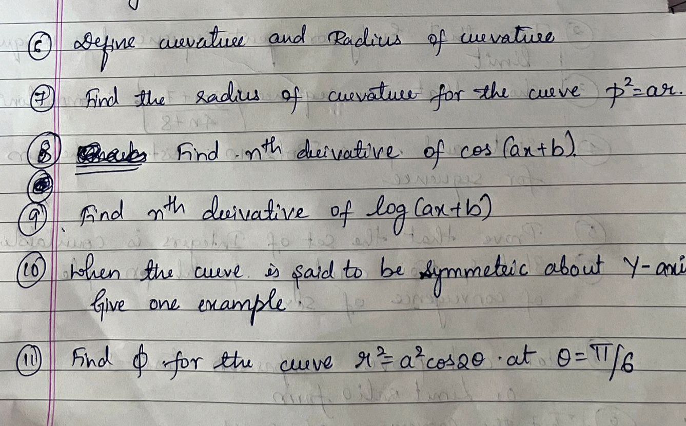 6. Define curvature and Radius of curvature | StudyX