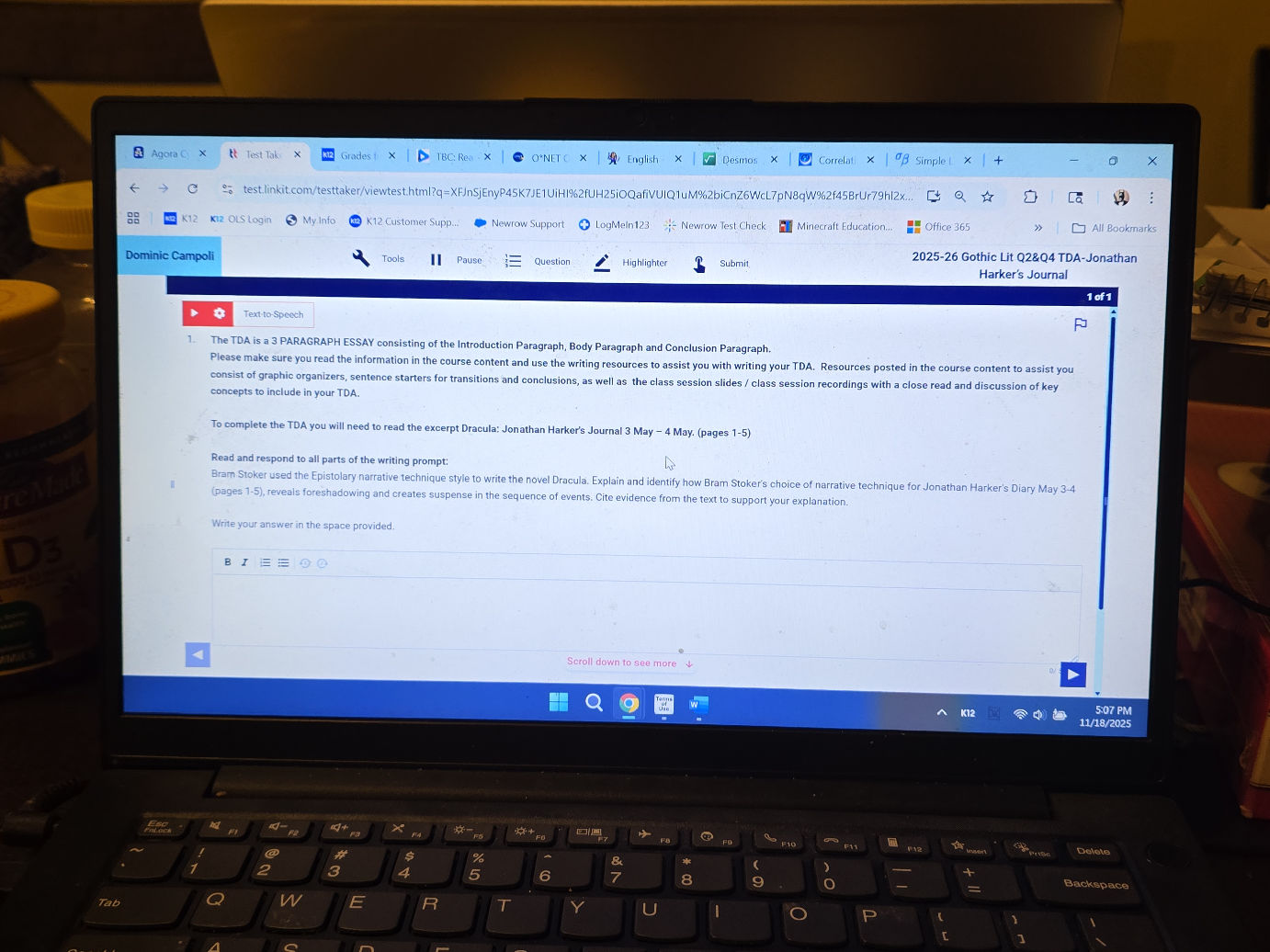 1. The TDA is a 3 PARAGRAPH ESSAY consisting | StudyX