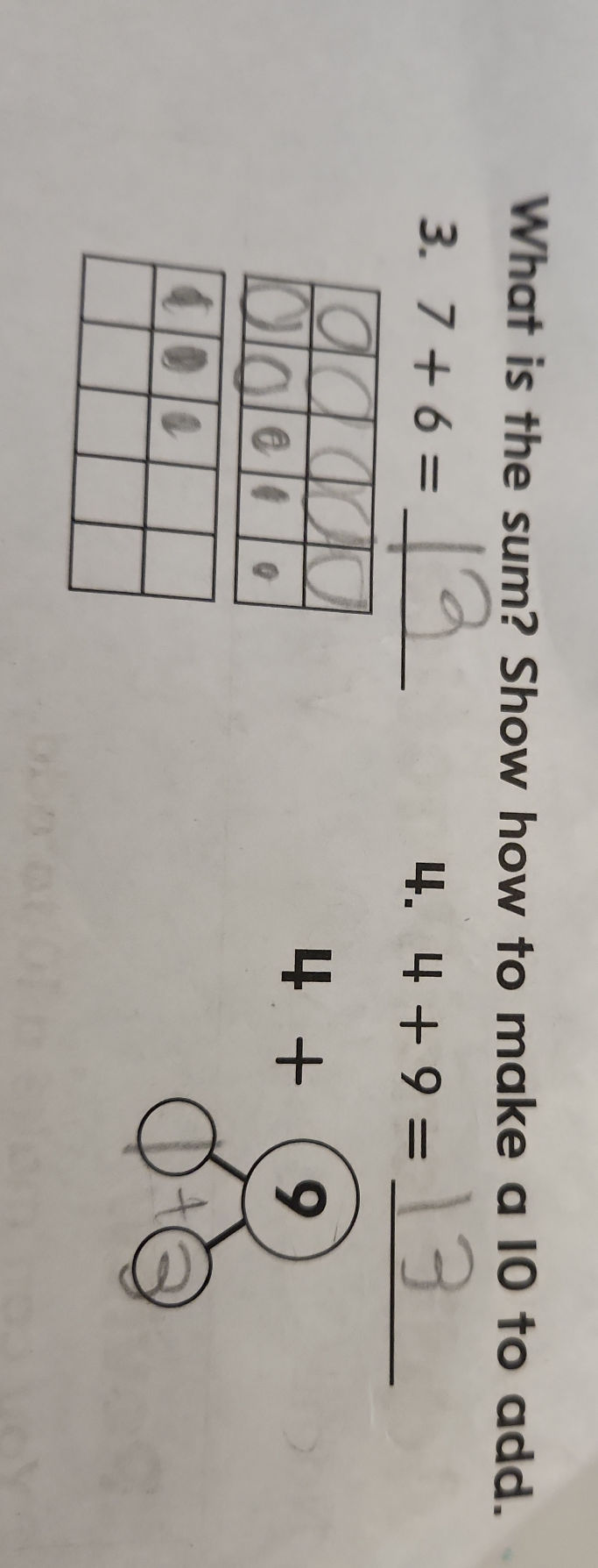What is the sum? Show how to make a 10 to | StudyX