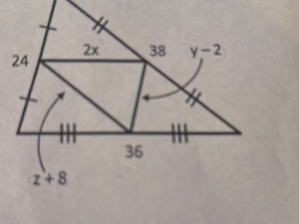 The figure shows a large triangle with a | StudyX