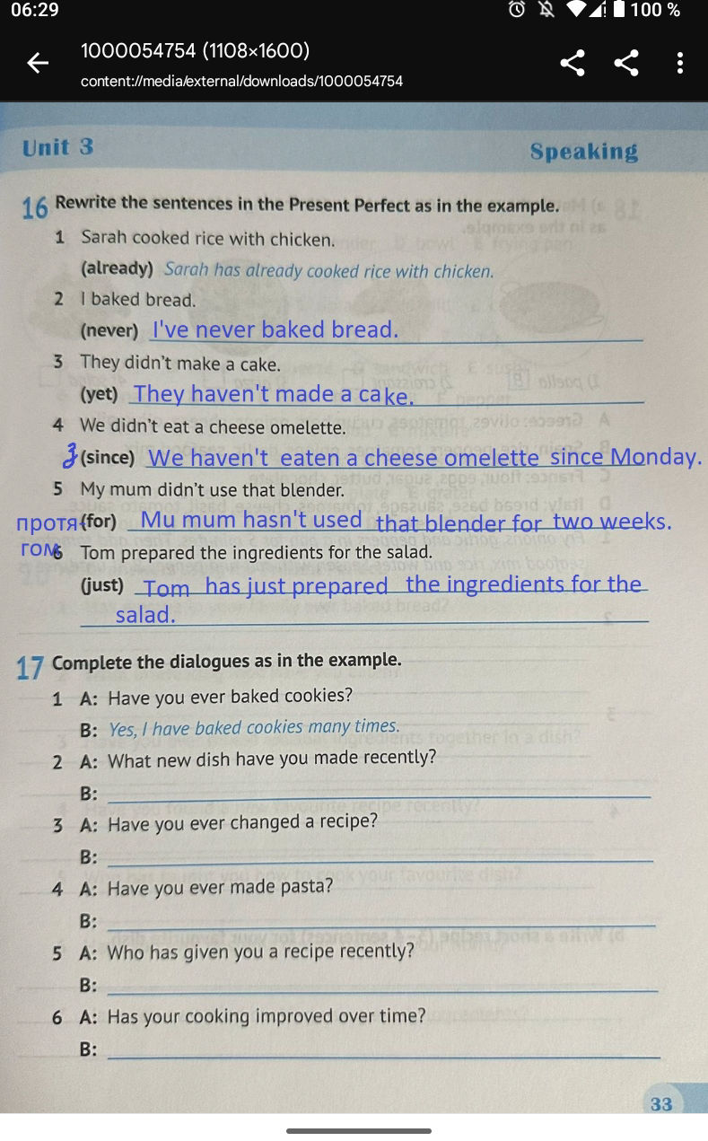16 Rewrite the sentences in the Present | StudyX