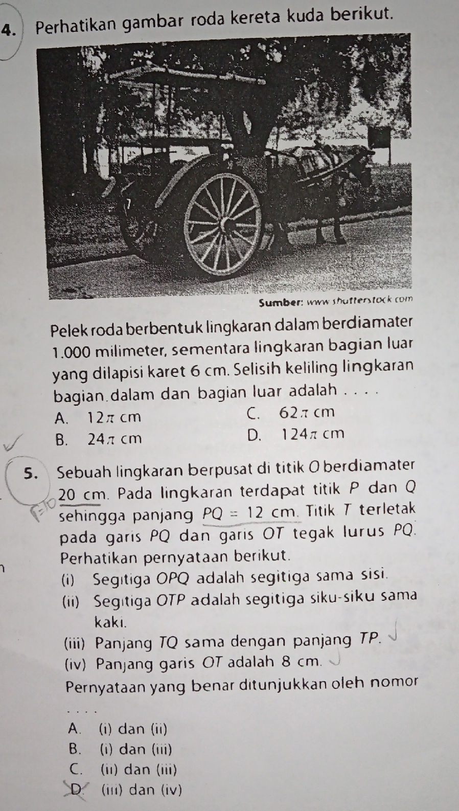 Sebuah lingkaran berpusat di titik $O$ | StudyX