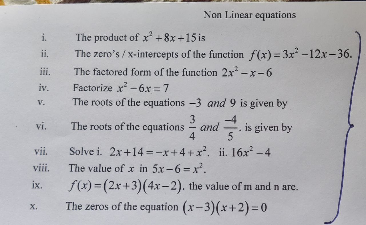 Non Linear equations i. The product of $x^2 | StudyX