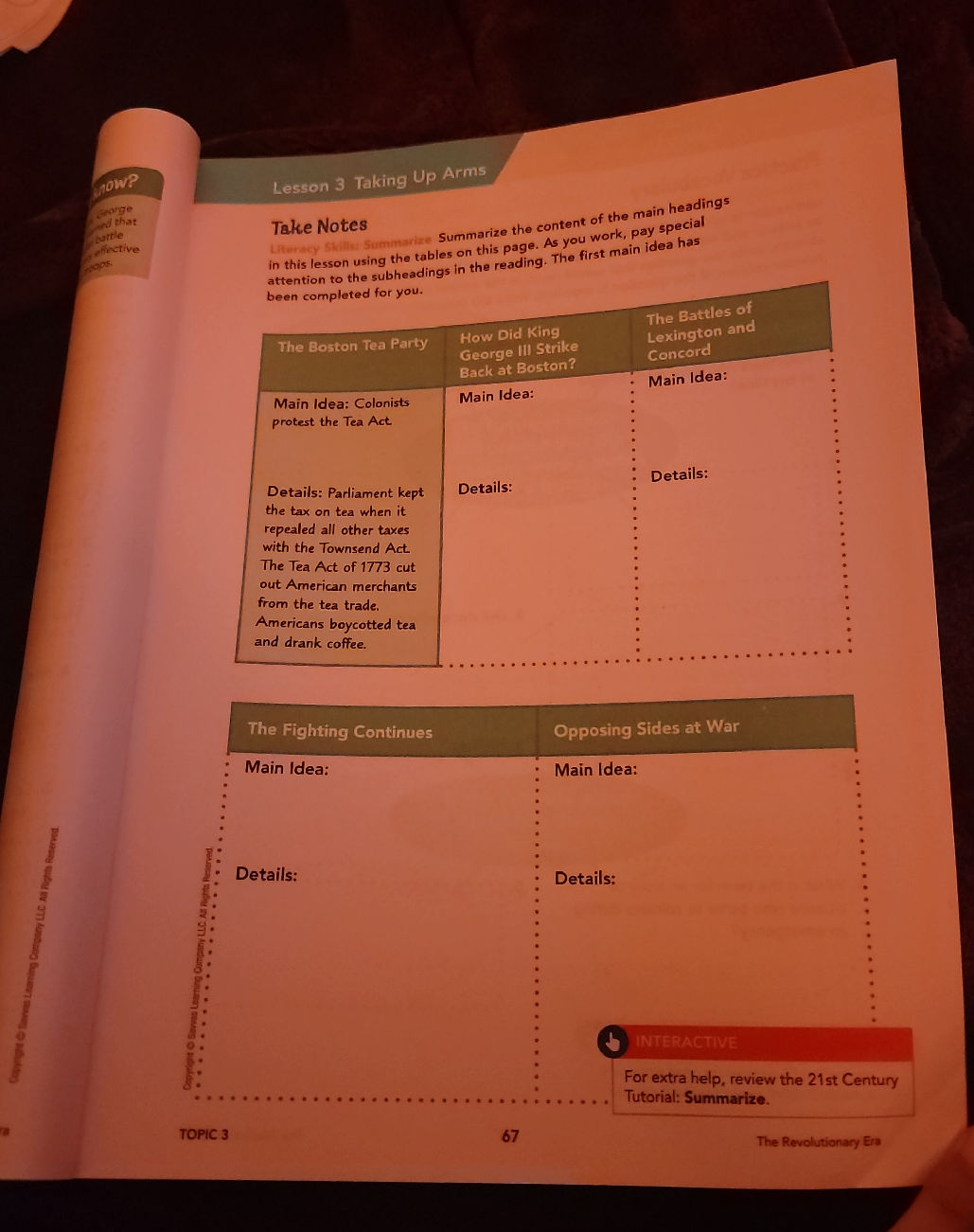 Lesson 3 Taking Up Arms **Take Notes** | StudyX