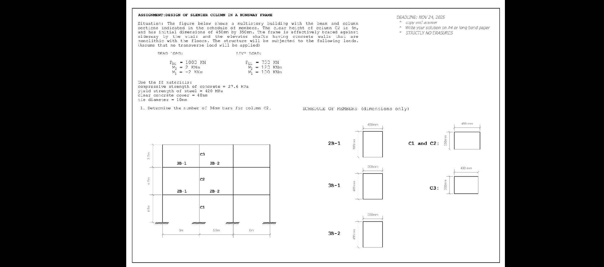 ASSIGNMENT: DESIGN OF SLENDER COLUMN IN A | StudyX