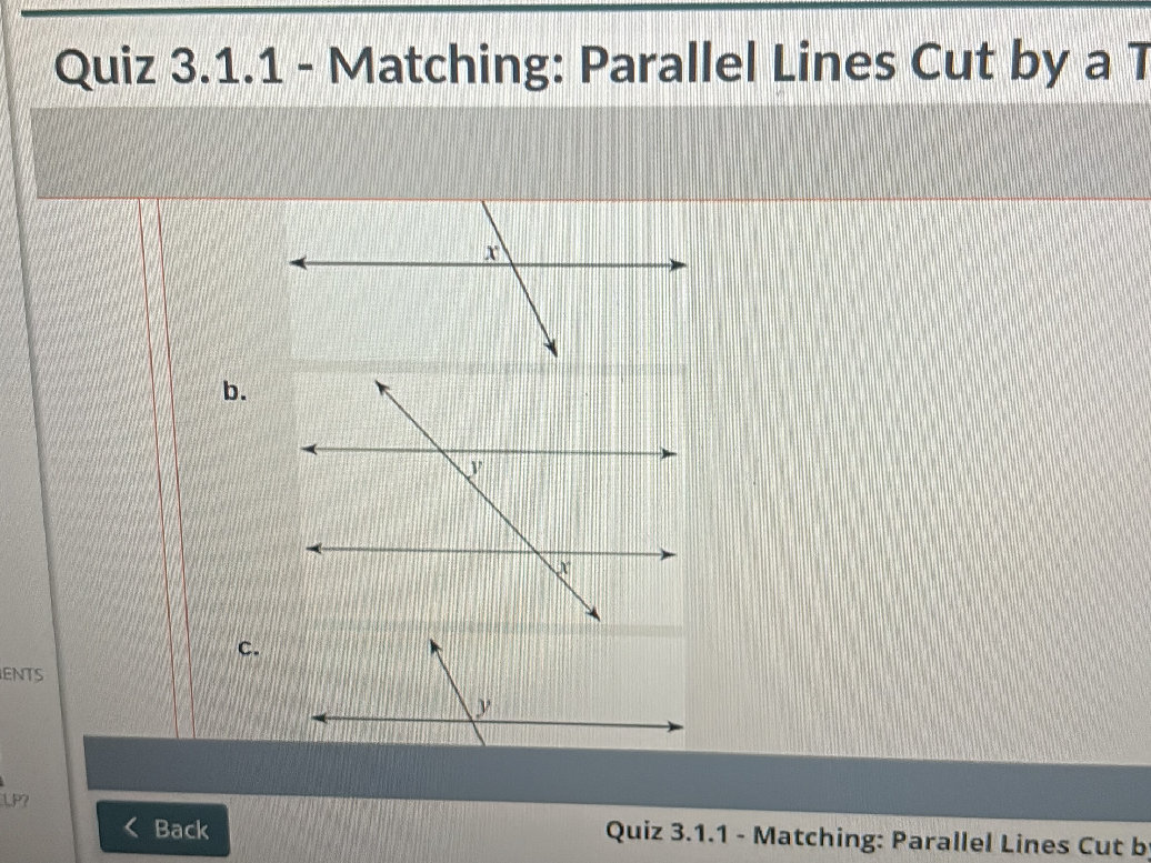 Quiz 3.1.1 - Matching: Parallel Lines Cut by | StudyX