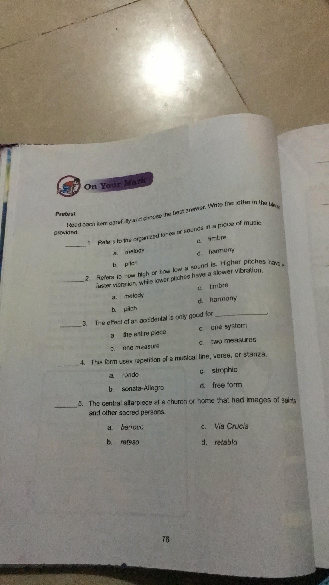 4. This form uses repetition of a musical | StudyX
