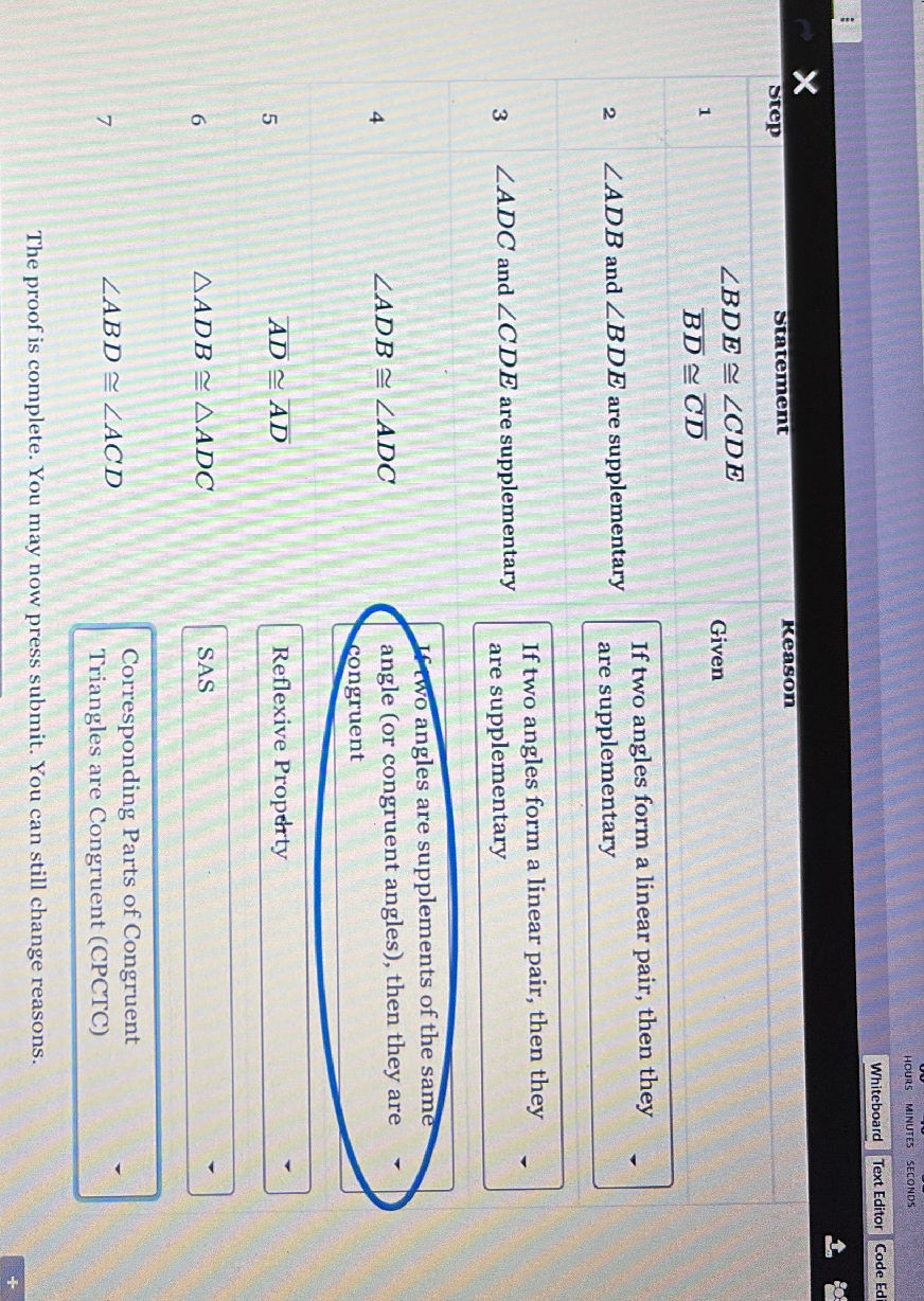Complete The Two Column Proof By Selecting Studyx