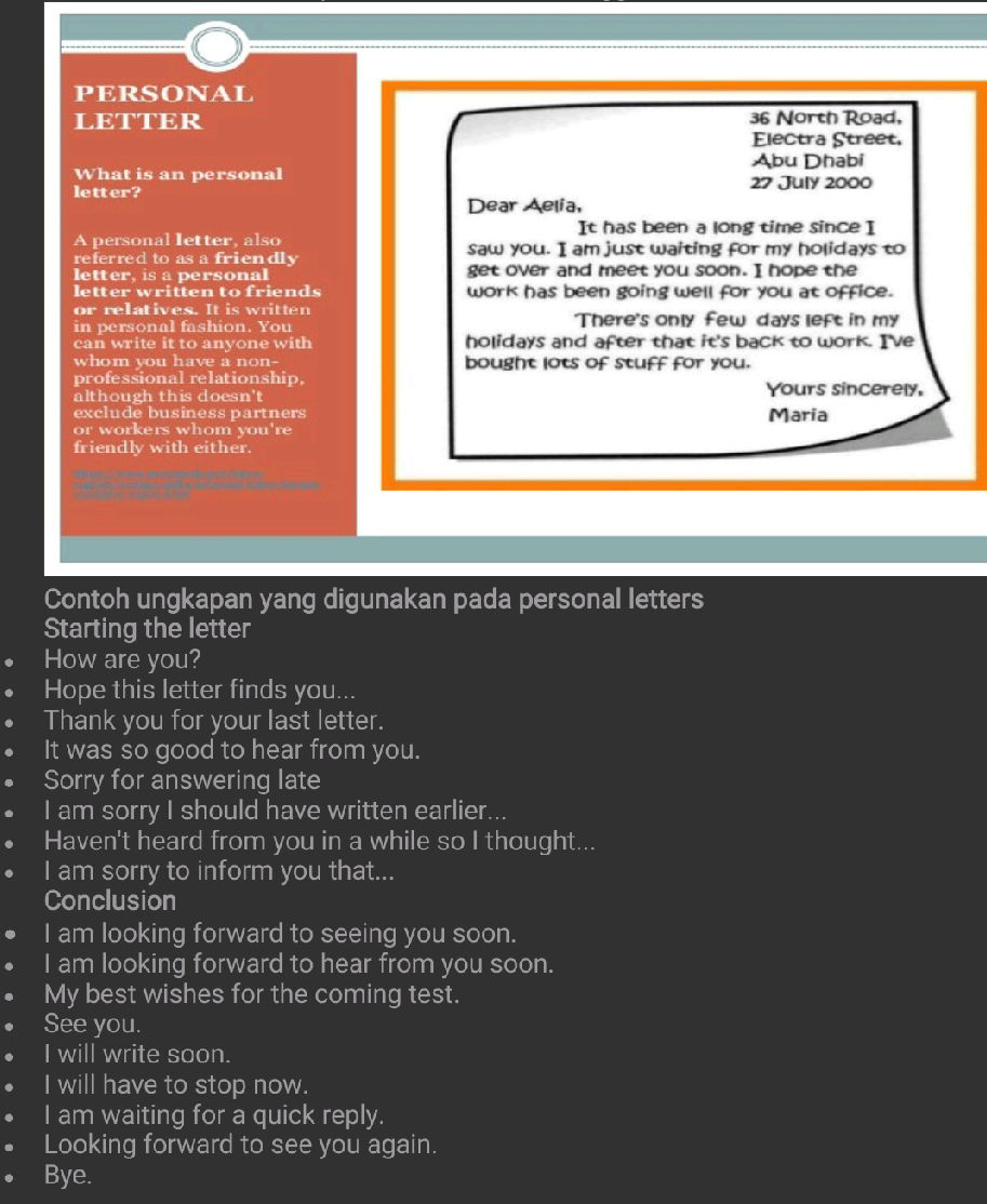 What is an personal letter? A personal | StudyX