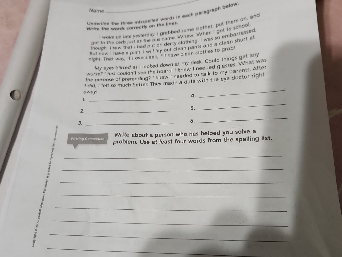 Underline the three misspelled words in each | StudyX