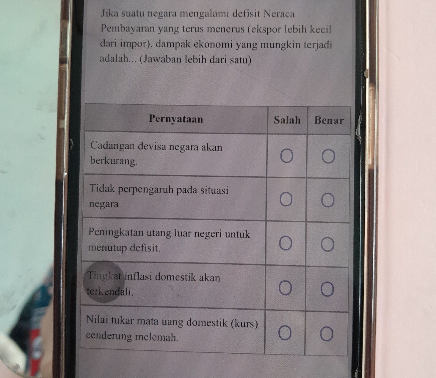 Jika suatu negara mengalami defisit Neraca | StudyX