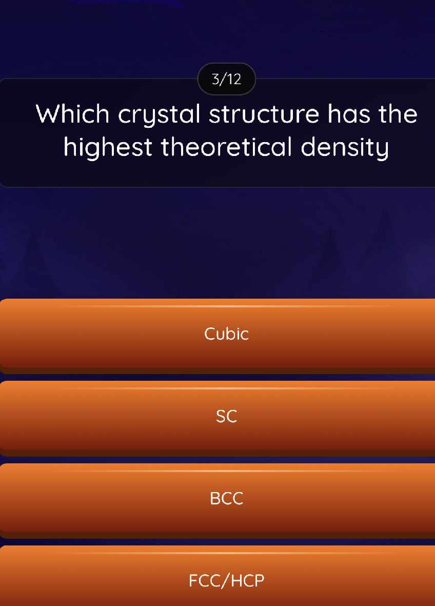 Which crystal structure has the highest | StudyX