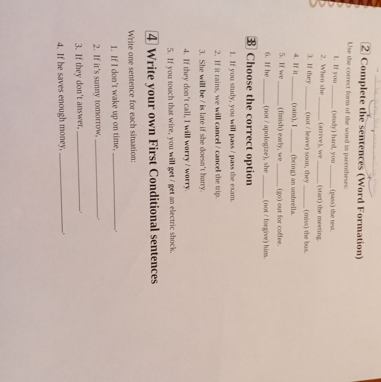 4 Write your own First Conditional sentences | StudyX