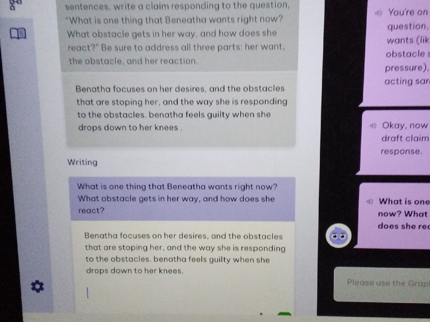 sentences, write a claim responding to the | StudyX