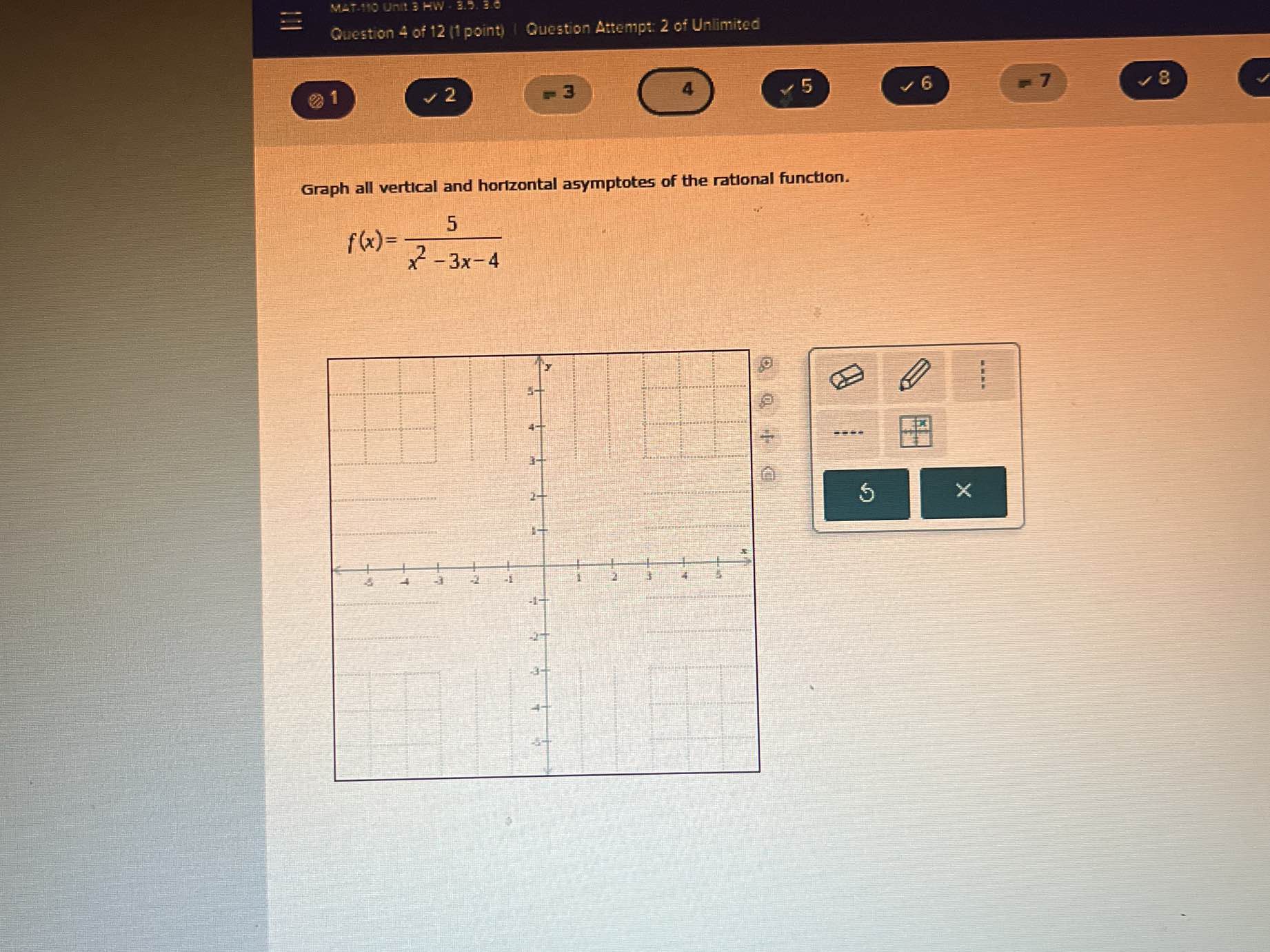 Graph all vertical and horizontal asymptotes | StudyX