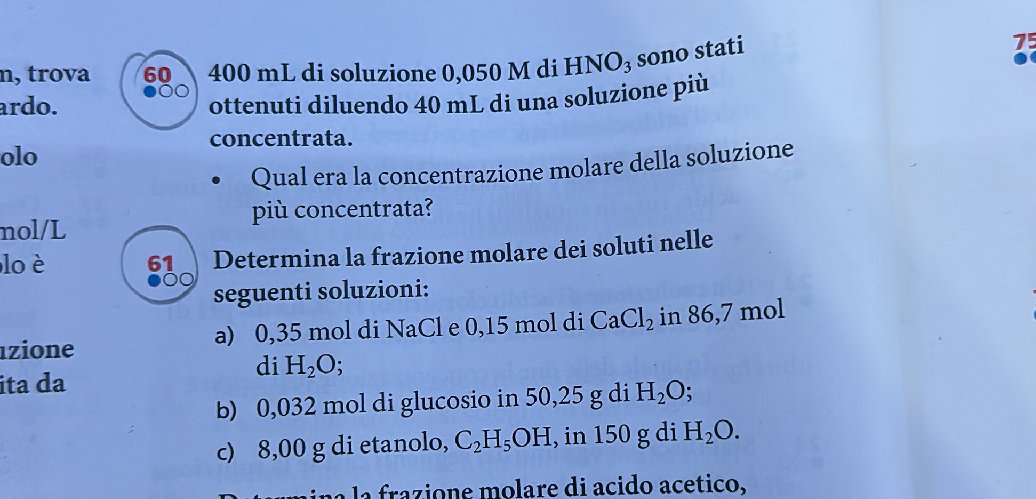 400 mL di soluzione 0,050 M di HNO₃ sono