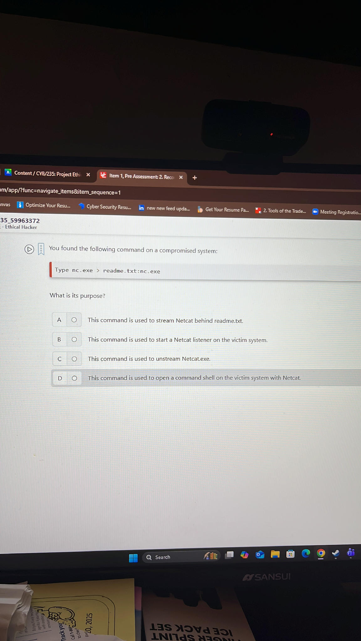 You found the following command on a | StudyX