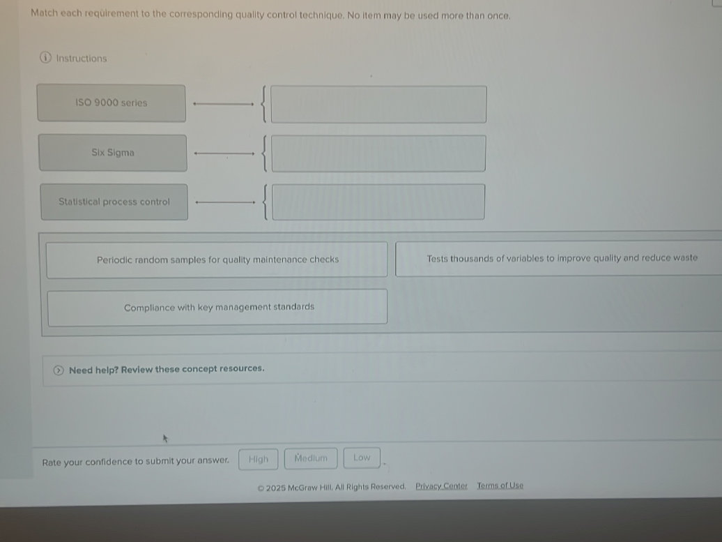 Match each requirement to the corresponding | StudyX