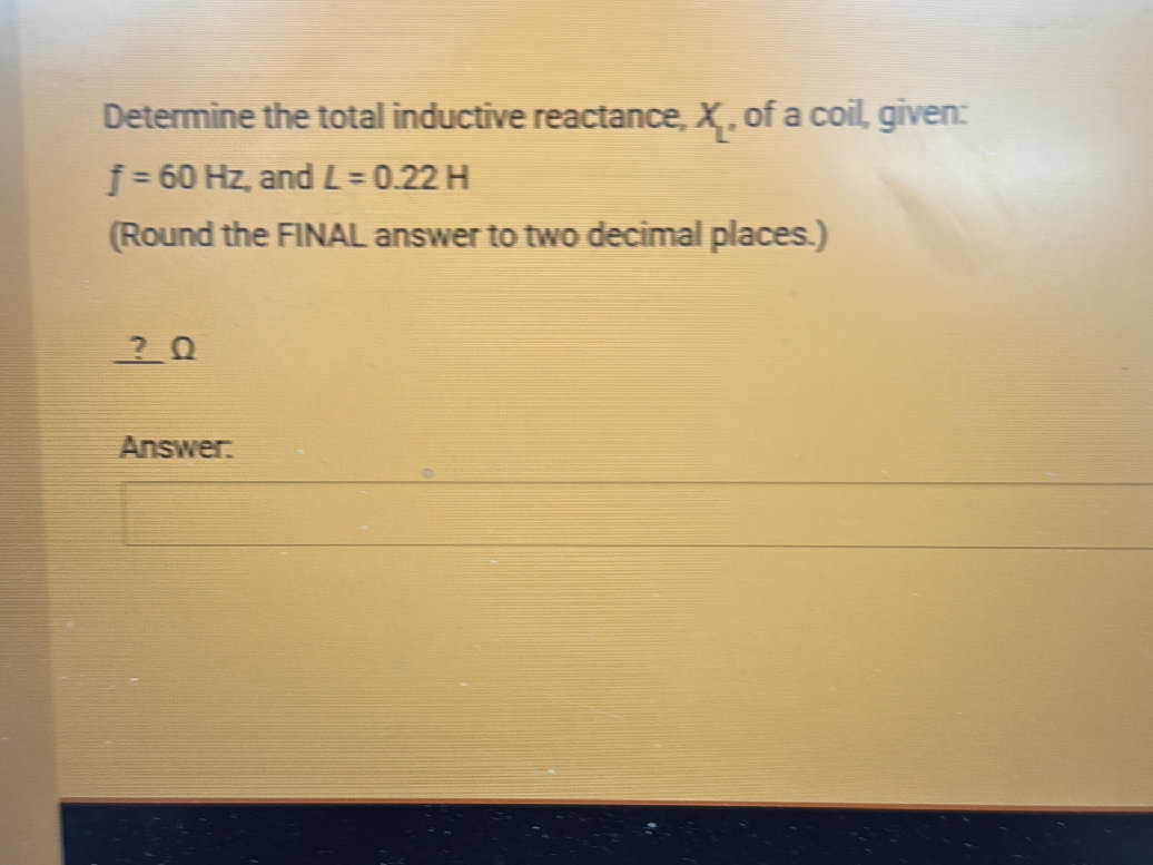 Determine the total inductive reactance, | StudyX