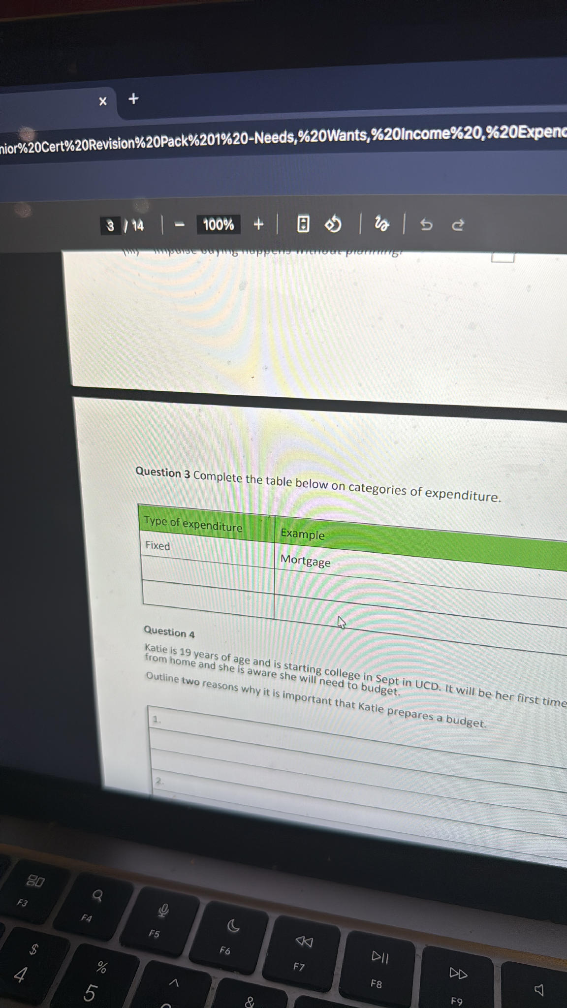 Question 3 Complete the table below on | StudyX