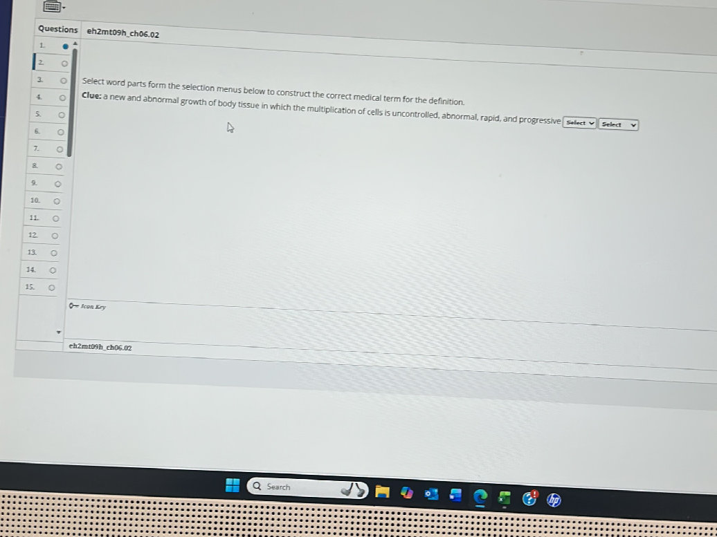 Select word parts form the selection menus | StudyX