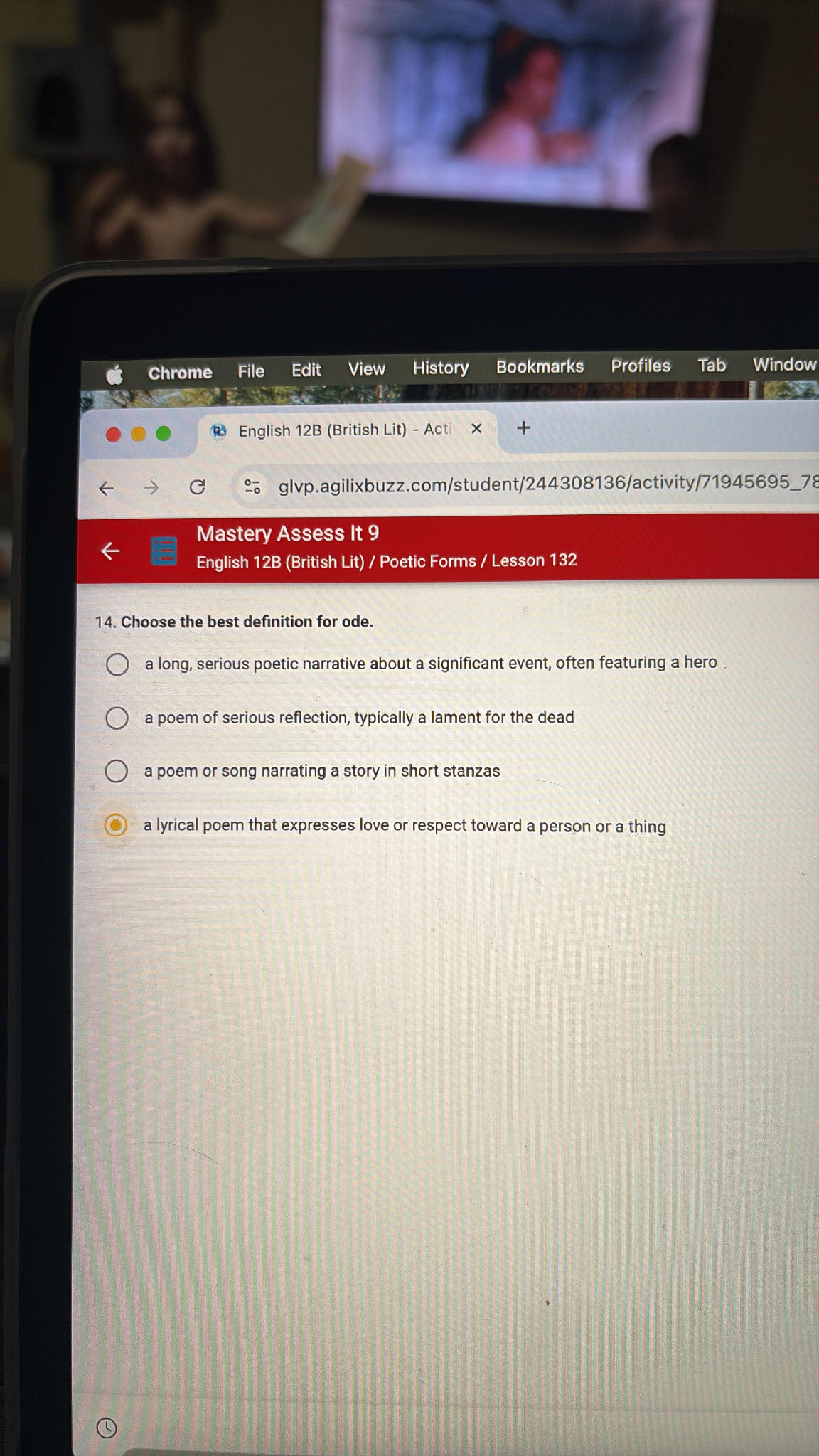14. Choose the best definition for ode. a | StudyX