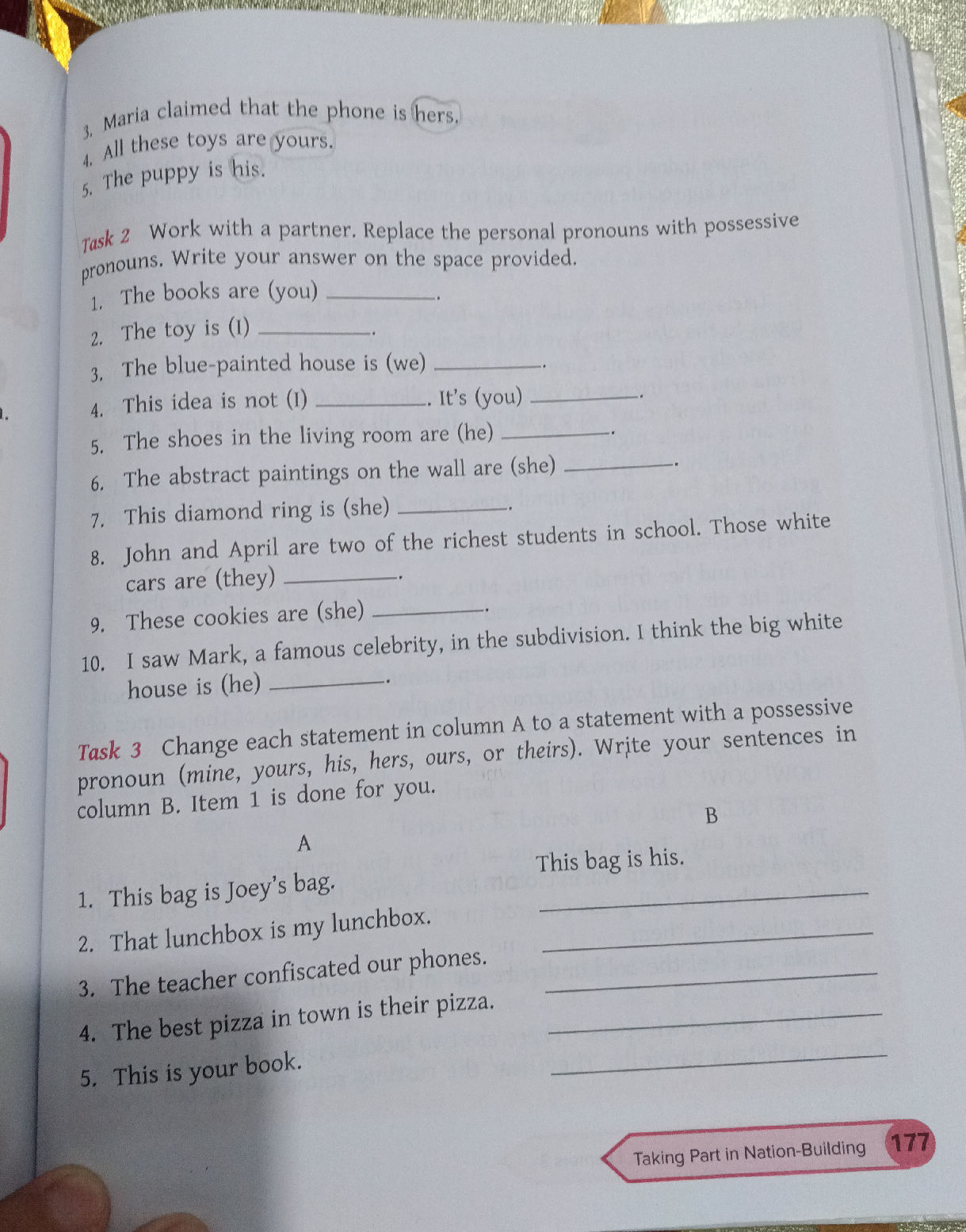 Task 3 Change each statement in column A to | StudyX