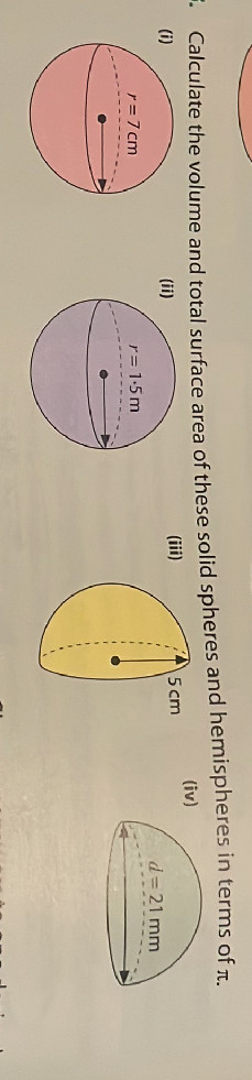 Calculate the volume and total surface area | StudyX