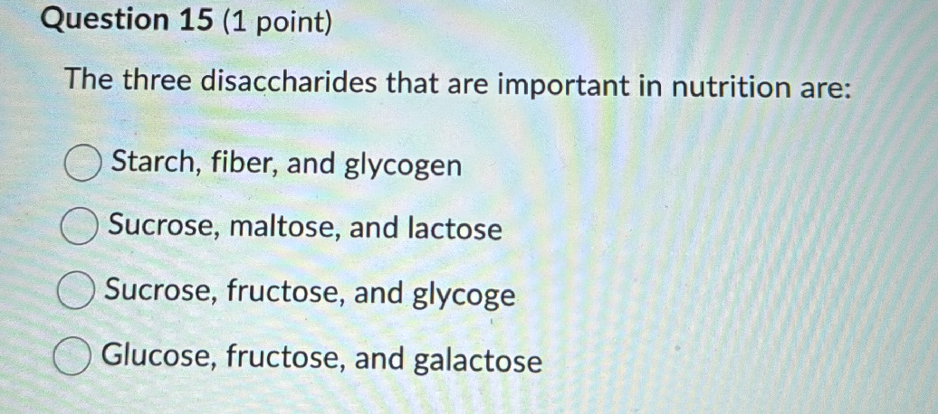 The three disaccharides that are important | StudyX