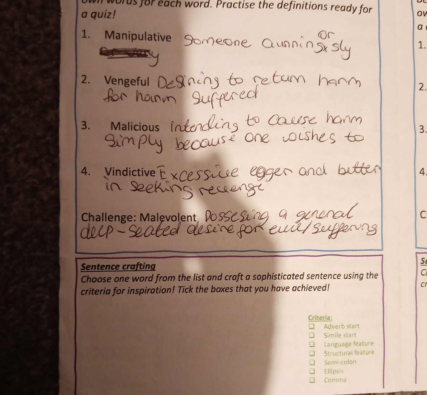 own words for each word. Practise the | StudyX