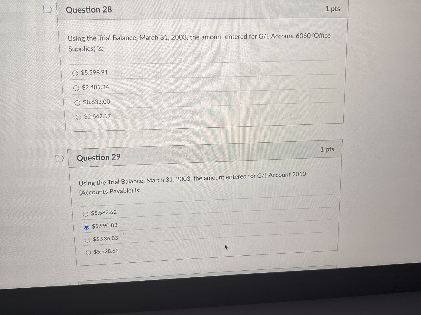 Using the Trial Balance, March 31, 2003, the | StudyX