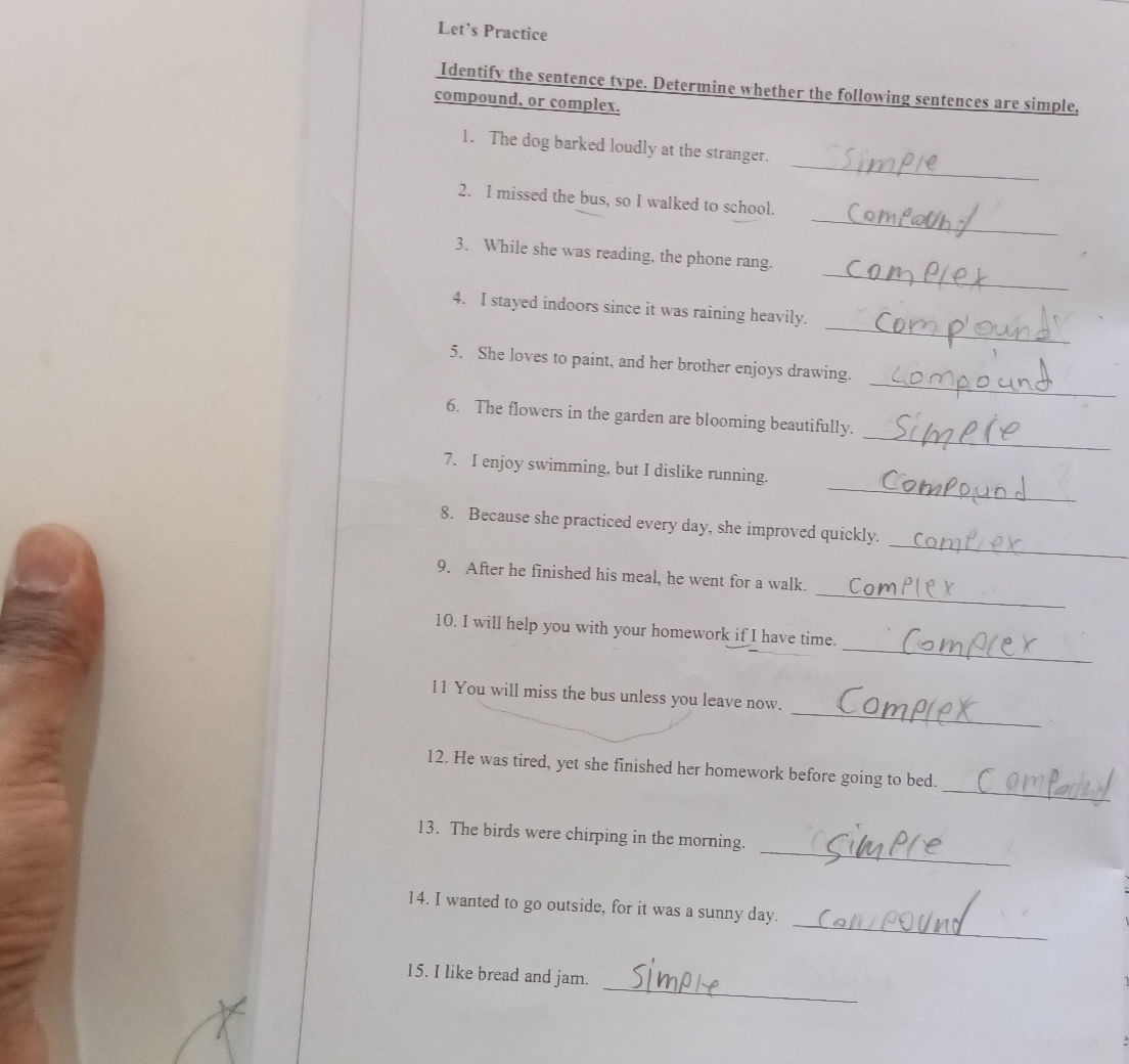 Let's Practice Identify the sentence type. | StudyX