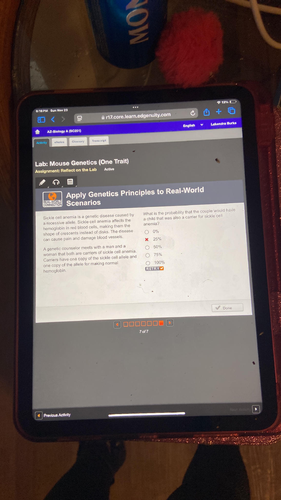 Sickle cell anemia is a genetic disease | StudyX