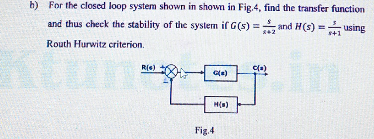 b) For the closed loop system shown in shown | StudyX