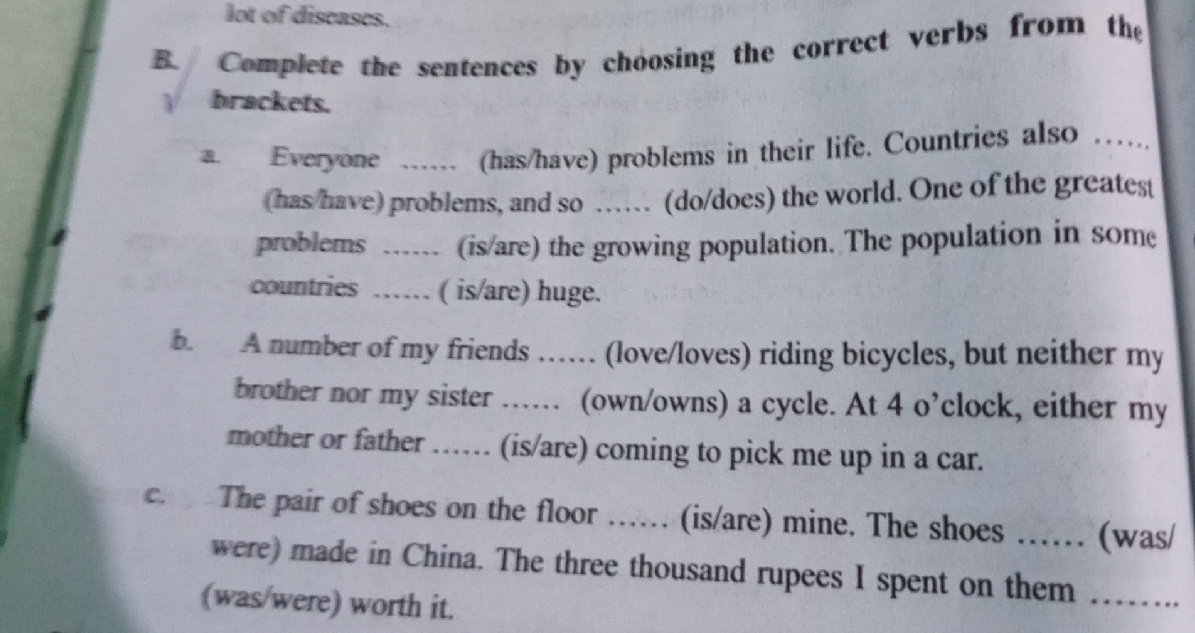 B. Complete the sentences by choosing the | StudyX