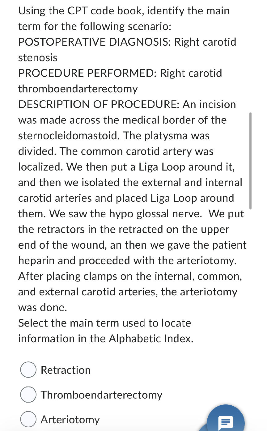 Using the CPT code book, identify the main | StudyX
