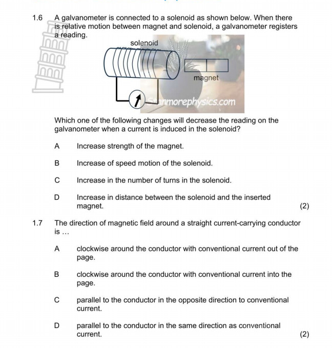 A galvanometer is connected to a solenoid as | StudyX