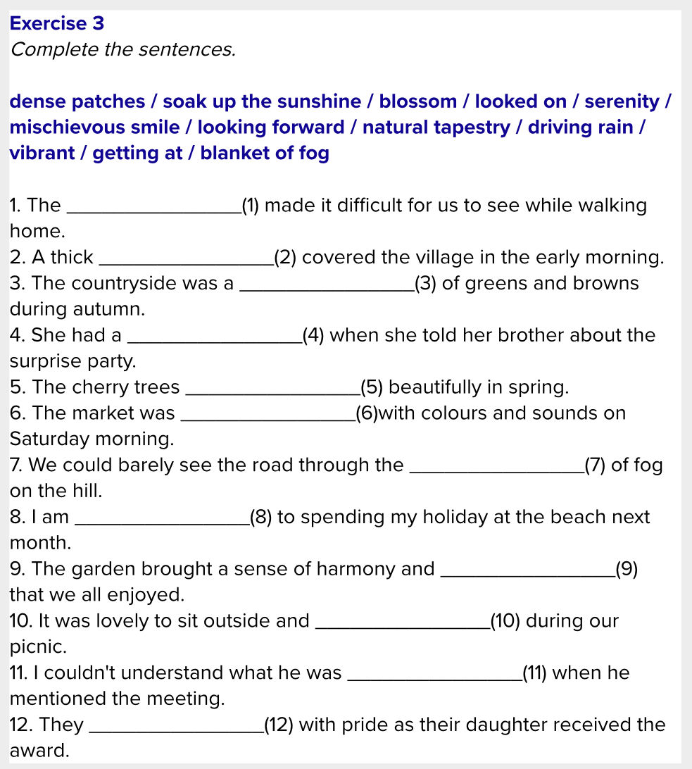 Exercise 3 Complete the sentences. dense | StudyX