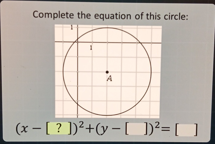 Complete the equation of this circle: $$(x | StudyX